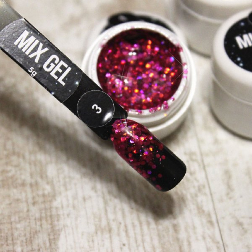 ᐉ NAILAPEX Mix Gel №3, 5 g, Декор-гель, фуксія (голограма) — купить в ...